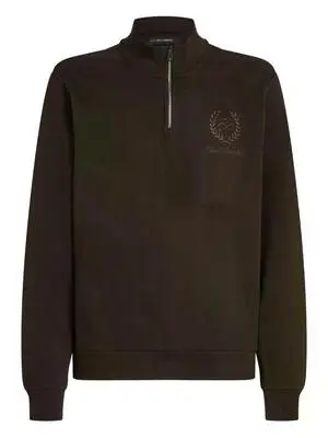 Karl Lagerfeld Logo-embroidered Half-zip Sweatshirt - Brown