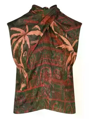 Johanna Ortiz Mystic Shore Printed Top - Green