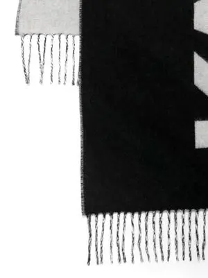 Karl Lagerfeld Logo-detail Fringe Scarf - Black