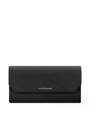 MAISON DE SABRE Flap Leather Long Wallet - Black