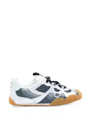 Valentino Garavani Amphibia Sneakers In Rubberized Calfskin And Laminated Nappa - Silver