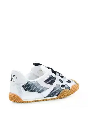 Valentino Garavani Amphibia Sneakers In Rubberized Calfskin And Laminated Nappa - Silver