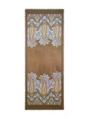 Etro Paisley Check Scarf - Brown