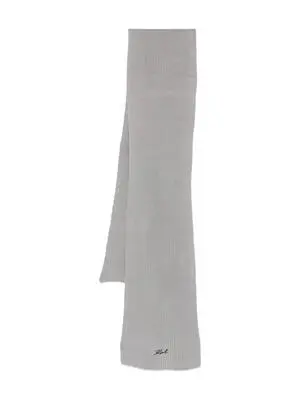 Karl Lagerfeld Ribbed Logo Scarf - Grey