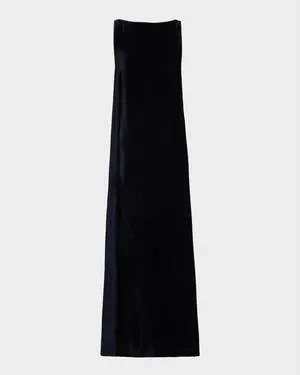 Peserico Sleeveless V'd Back Velvet Maxi Dress - Blue