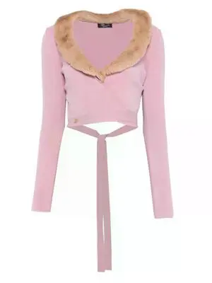 Blumarine Faux-fur-collar Cardigan - Pink