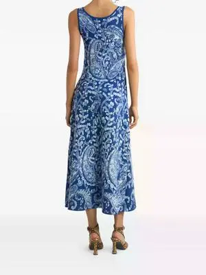 Etro Jacquard Midi Dress With Floral Paisley Motif - Blue