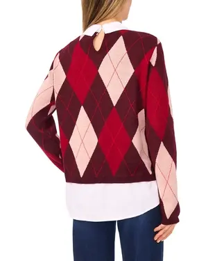 CECE DUPRAZ Layered Argyle Sweater
