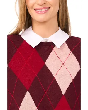 CECE DUPRAZ Layered Argyle Sweater