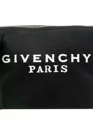 Givenchy Logo Clutch With Bow Detail - Black