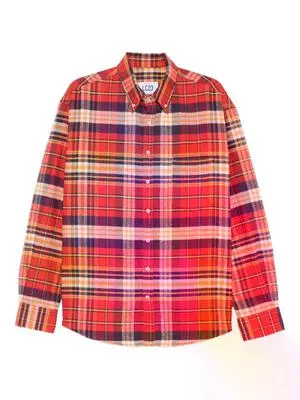 LC23 Plaid-pattern Pocket Shirt - Orange