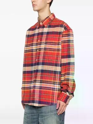 LC23 Plaid-pattern Pocket Shirt - Orange