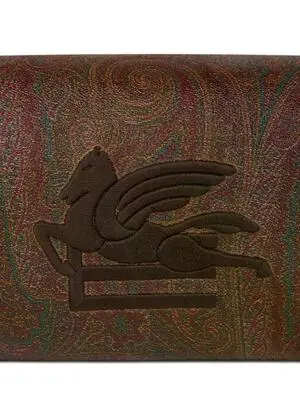 Etro Pegaso Embroidered Arnica Pouch - Brown