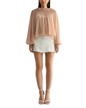 LUVEE Mable Smocked Blouse - Blush