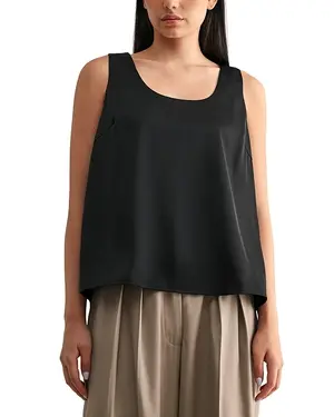 LUVEE Mable Satin Tank Top - Black