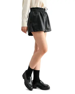 LUVEE Mable High Waist Faux Leather Shorts
