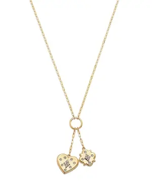 Bloomingdale'S Diamond Heart & Clover Charm Necklace - Gold