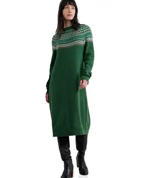 SEASALT CORNWALL Bird Ring Long Sleeve Dress - Modernist Dark Forage