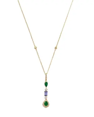Bloomingdale'S Emerald, Tanzanite And Diamond Lariat Necklace - Gold