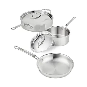HESTAN Probond Luxe 5 Piece Professional Clad Stainless Steel Cookware Set - Silver
