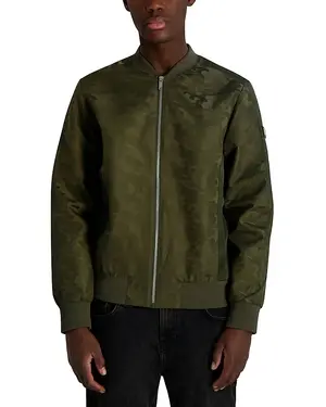 Karl Lagerfeld Paris Camo Bomber Jacket - Olive