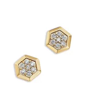 Bloomingdale'S Diamond Honeycomb Hexagon Stud Earrings - Gold