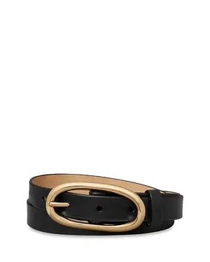 Tory Burch Pierced Buckle Leather Belt - Black/gold