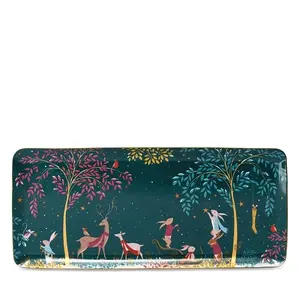 PORTMEIRION Sara Miller Woodland Tales Sandwich Tray, Deer Robin - Blue