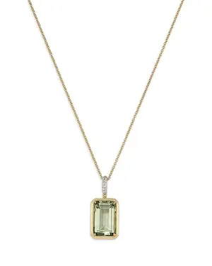 Bloomingdale'S 14k Yellow Prasiolite & Diamond Pendant Necklace - Gold