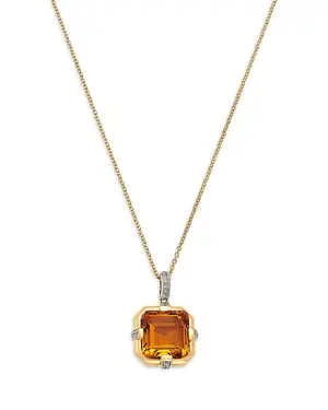 Bloomingdale'S Citrine And Diamond Pendant Necklace - Gold