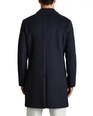 REISS Gable Wool Blend Overcoat - Navy