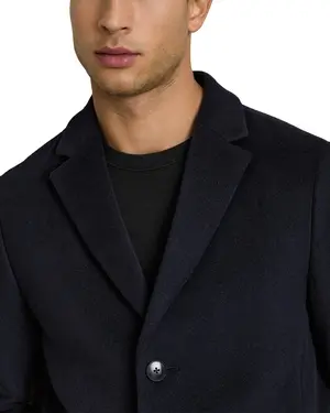 REISS Gable Wool Blend Overcoat - Navy