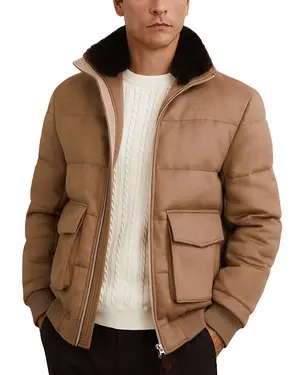 REISS Gerald Quilted Jacket - Light Brown