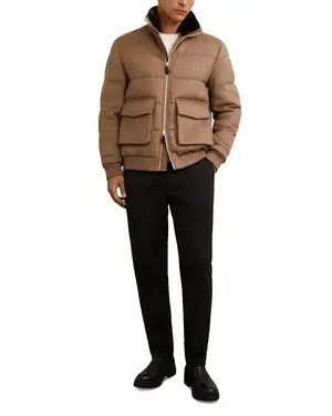 REISS Gerald Quilted Jacket - Light Brown