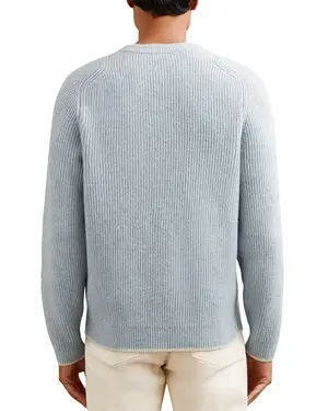 REISS Ribbed Crewneck Sweater - Soft Blue