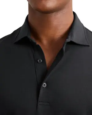 REISS Porofino Long Sleeved Jersey Half Button Polo Shirt