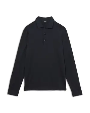 REISS Porofino Long Sleeved Jersey Half Button Polo Shirt