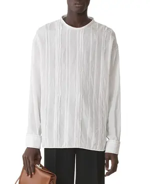 LANVIN Pleated Silk Top - Ecru