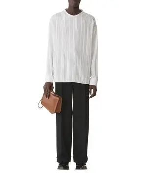 LANVIN Pleated Silk Top - Ecru