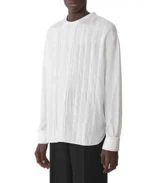 LANVIN Pleated Silk Top - Ecru