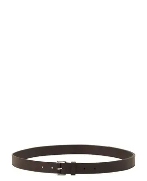 LANVIN Compagnon Leather Belt Dark Brown