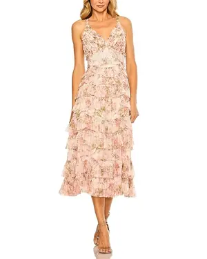 Ruffled Floral Midi Dresses