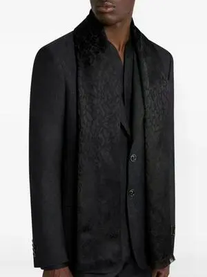 Etro Paisley Animal Motif Scarf - Black