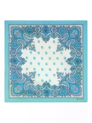 Etro Paisley Silk Pocket Square - Blue