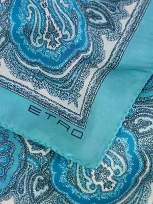 Etro Paisley Silk Pocket Square - Blue