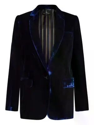 Etro Single-breasted Velvet Blazer - Blue