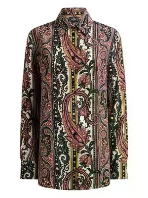 Etro Leafy Paisley-motif Silk Shirt - Red