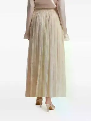 Alberta Ferretti Lace Pleated Midi Skirt