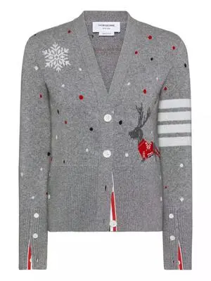 Thom Browne Intarsia Knit Cardigan - Grey