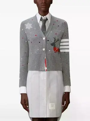 Thom Browne Hector Reindeer Intarsia Cardigan